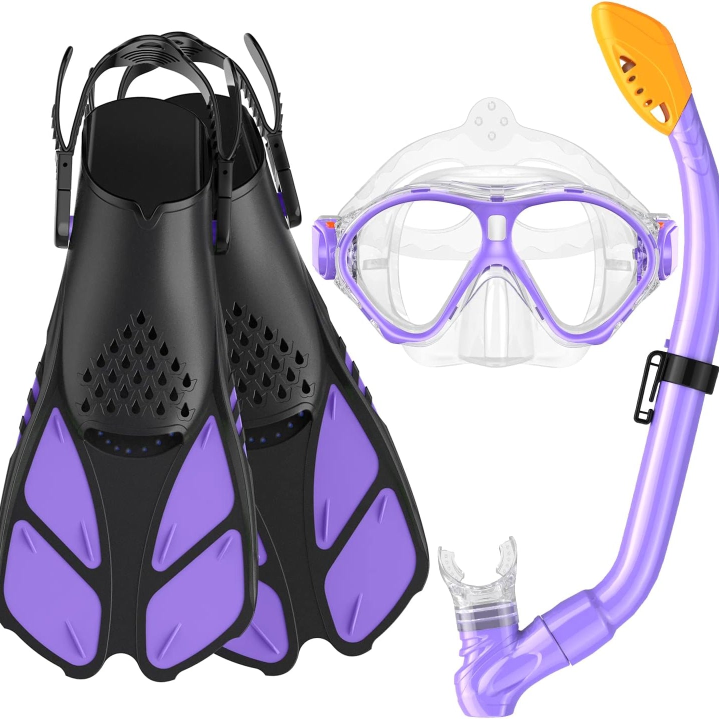 Kids Snorkel Set, Mask Fins Snorkeling Gear for Kids Anti-Fog Swim ...