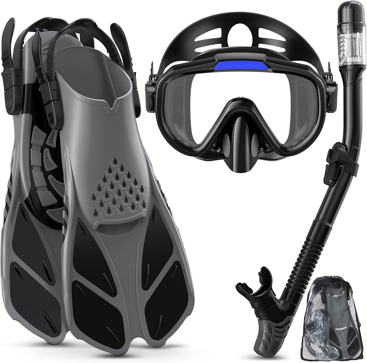 Lealinga Snorkel Set Adults with Flippers, Diving Set with Snorkel Mask ...